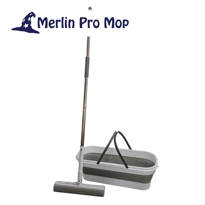 Merlin Pro Telescopic Handle Mop & Collapsible Bucket Set with ...