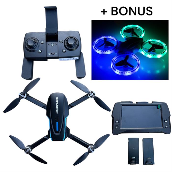 RDM Explorer Pro GPS Drone + Bonus Glow Drone | HD Camera & Brushless ...